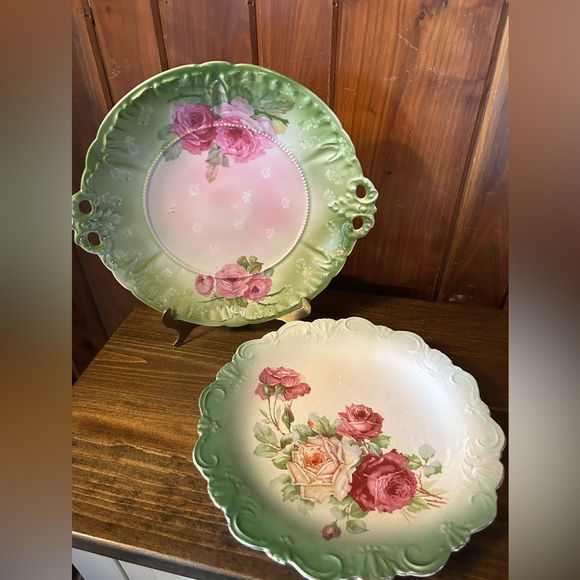 Antique | Dining | Antique Rose Hand Painted Plates Dresden China And ...